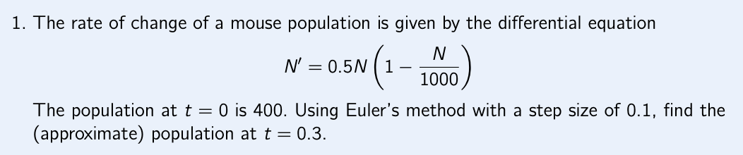 Solved 1. The rate of change of a mouse population is given | Chegg.com