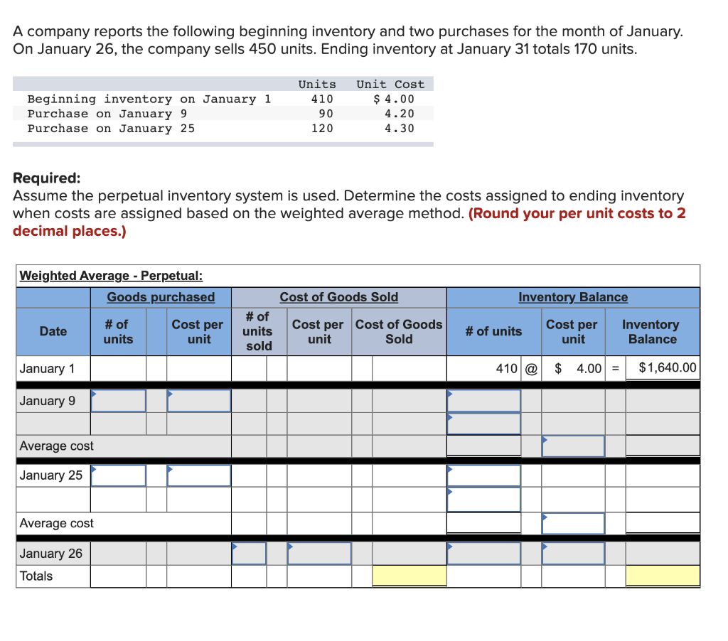 Solved A company reports the following beginning inventory | Chegg.com