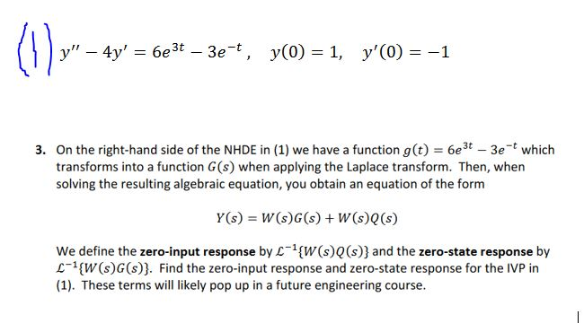 Solved 1 Y 4y 6e3t 3e T Y 0 1 Y0 1 3 On