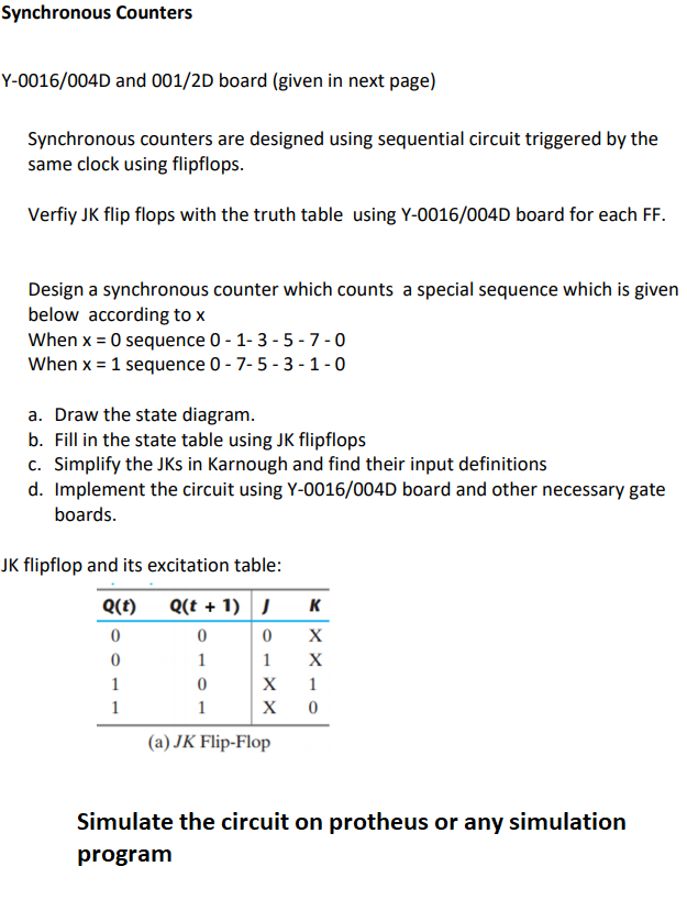 Solved Synchronous Counters Y-0016/004D and 001/2D board | Chegg.com