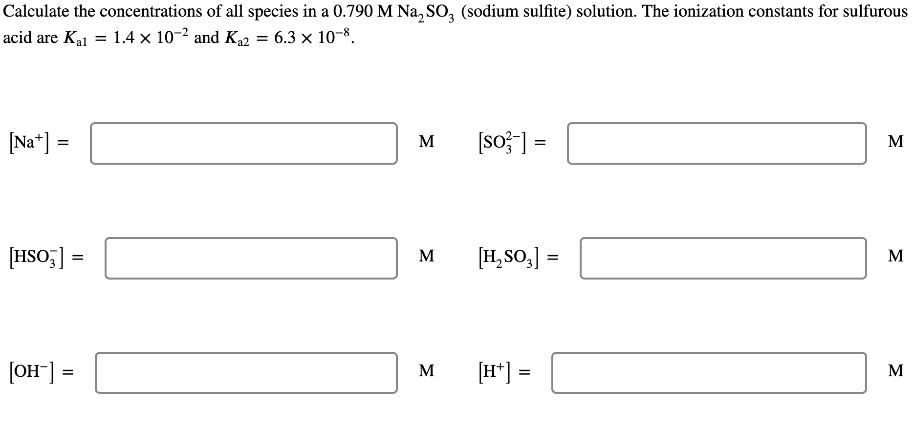 Solved Calculate the concentrations of all species in a | Chegg.com