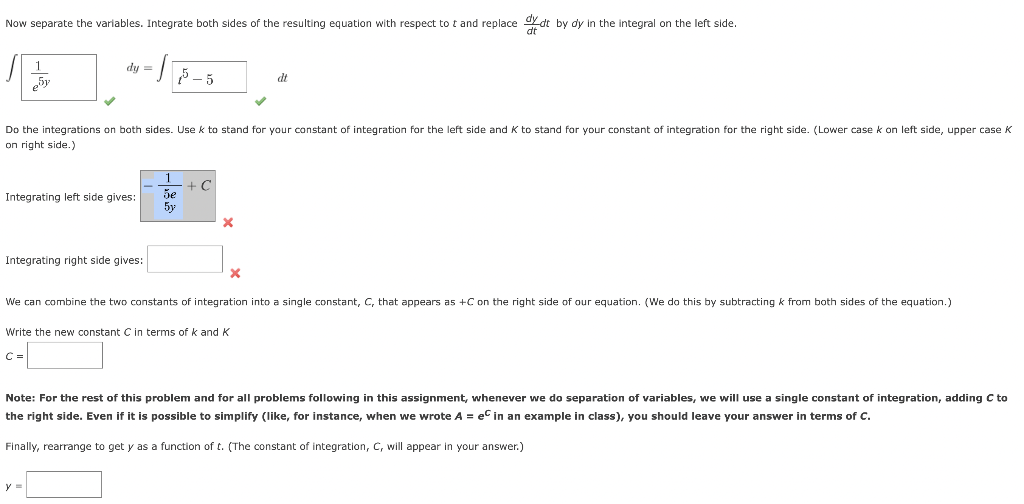 Solved Now separate the variables. Integrate both sides of | Chegg.com