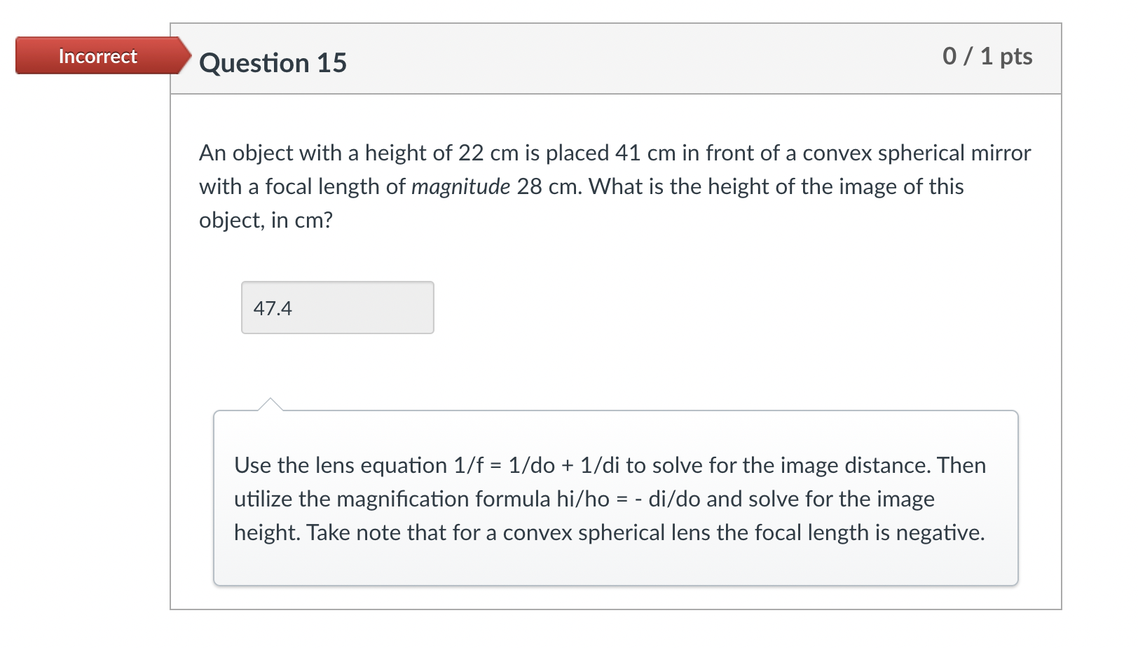 Solved An object with a height of 22 cm is placed 41 cm in | Chegg.com