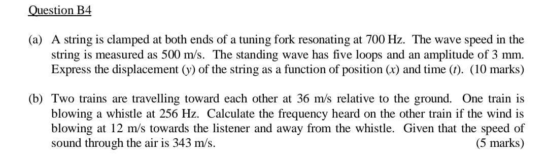 Solved Question B4 (a) A string is clamped at both ends of a | Chegg.com