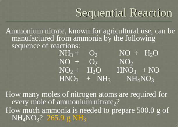 Solved Sequential Reaction Ammonium nitrate, known for | Chegg.com