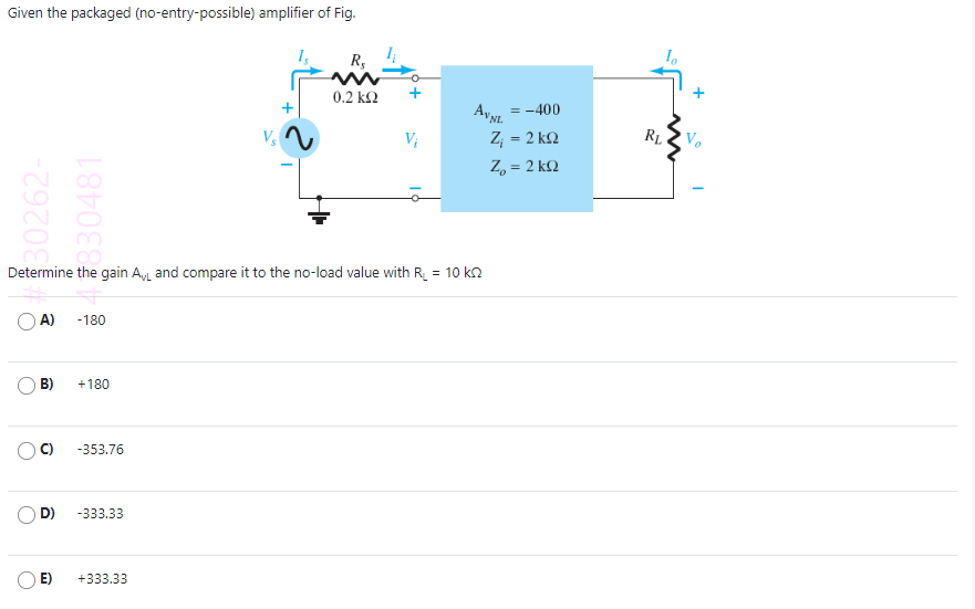 Solved Given the packaged (no-entry-possible) amplifier of | Chegg.com