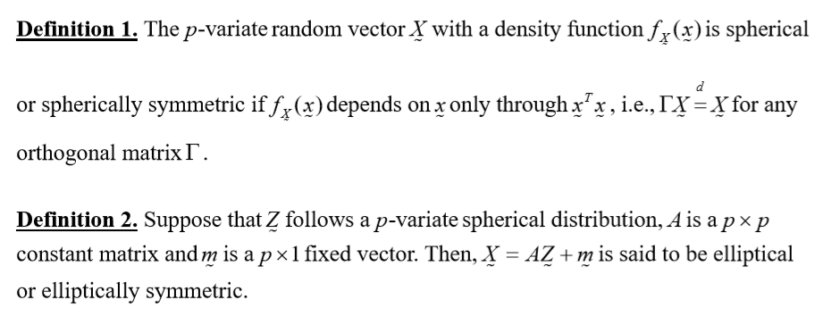 Solved Definition 1. The p-variate random vector X with a | Chegg.com
