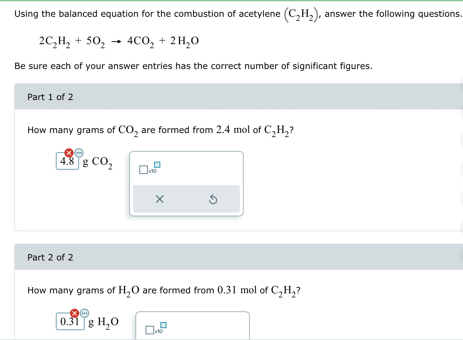 Solved Using the balanced equation for the combustion of | Chegg.com