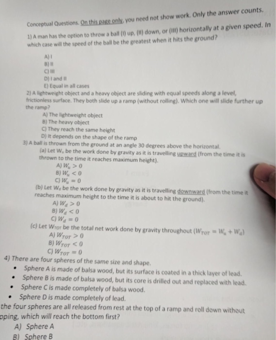 Solved 1) A man has the option to throw a ball () up,() | Chegg.com