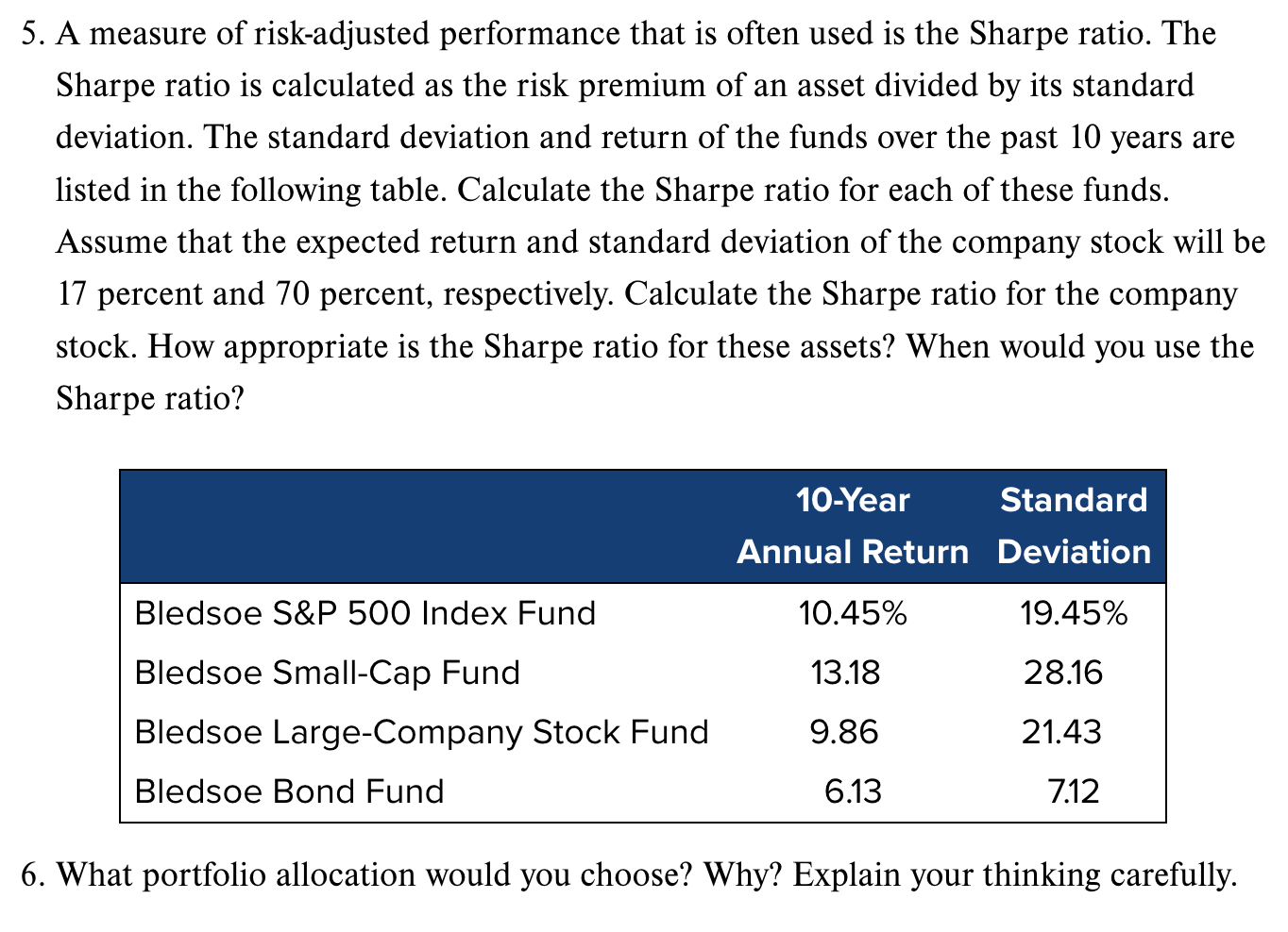 . A measure of risk-adjusted performance that is | Chegg.com