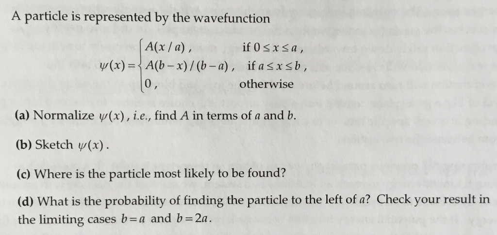 Solved A particle is represented by the wavefunction A( x/ | Chegg.com