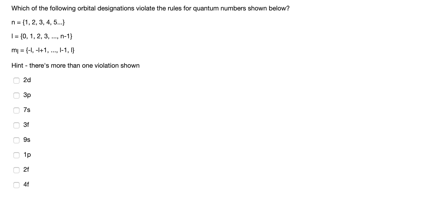 Solved Which of the following orbital designations violate | Chegg.com