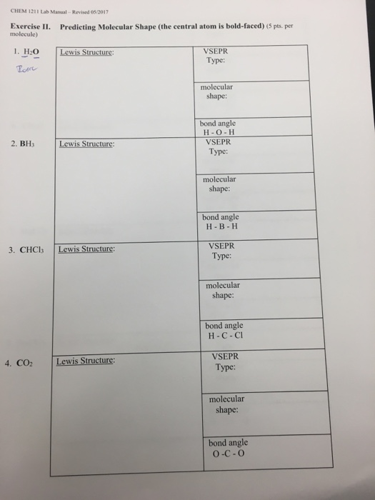 Solved CHEM 1211 Lab Manual- Revised 05/2017 Evercise II. | Chegg.com