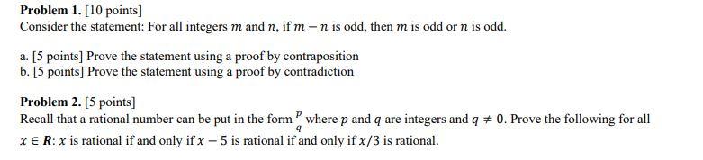 Solved Problem 1. [10 points ] Consider the statement: For | Chegg.com