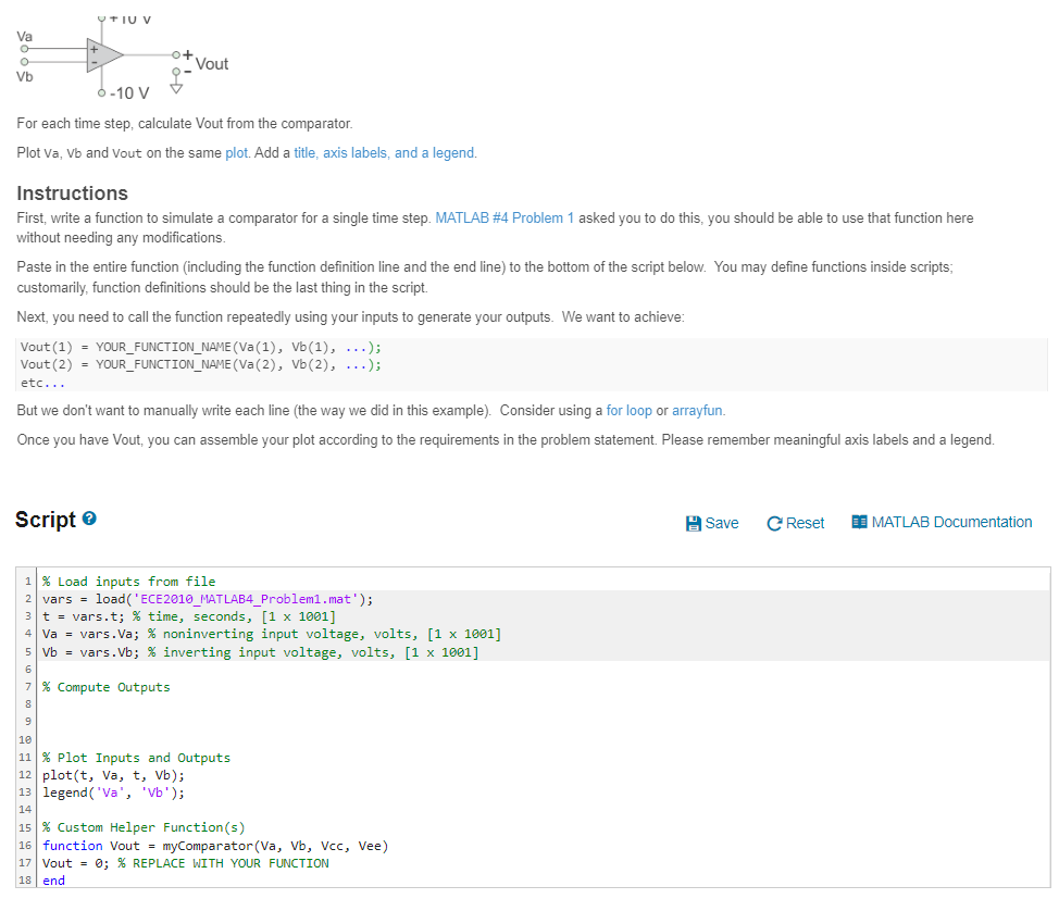 For each time step, calculate Vout from the | Chegg.com