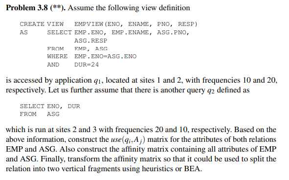 Solved AS Problem 3.8 (**). Assume the following view | Chegg.com