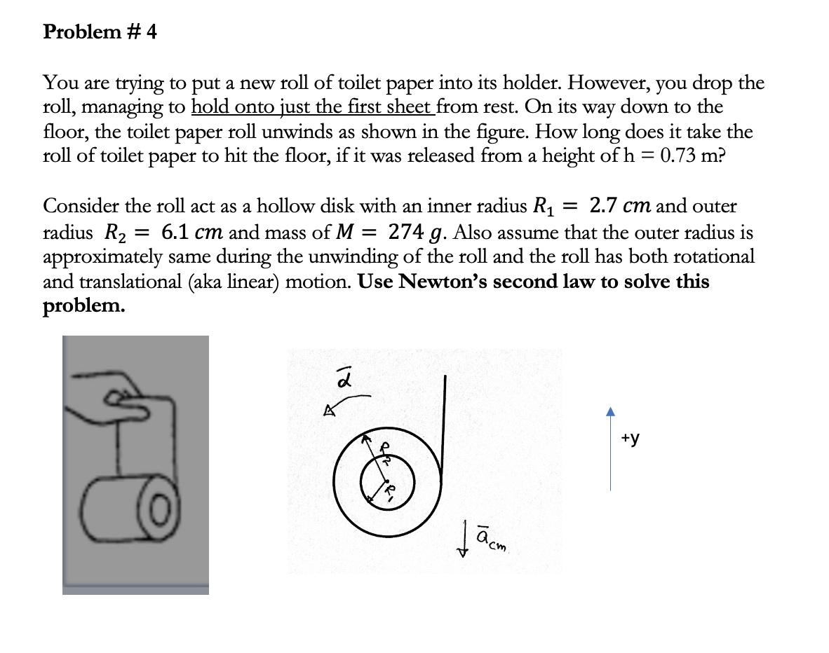 Solved Problem #4 You are trying to put a new roll of toilet | Chegg.com