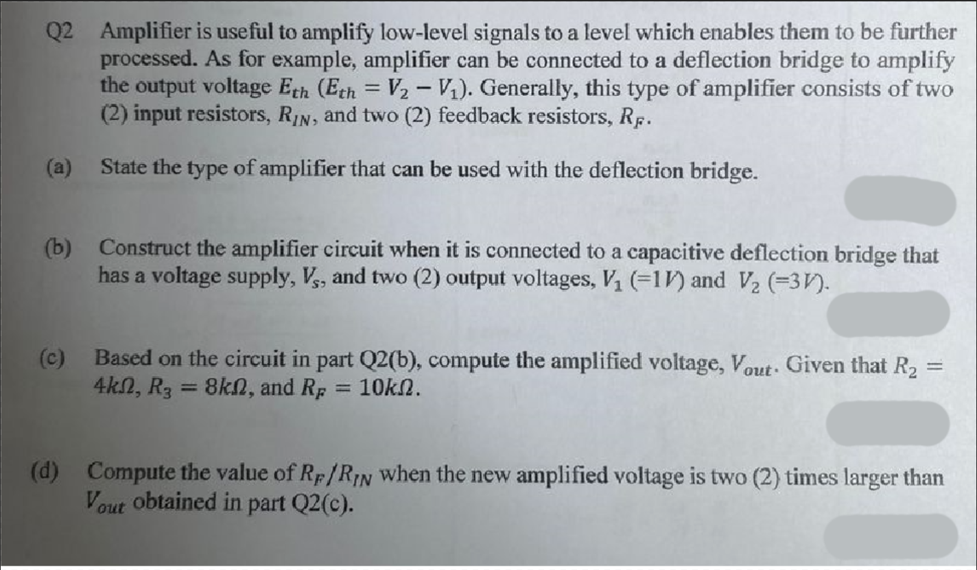 Q2 Amplifier is useful to amplify low-level signals | Chegg.com