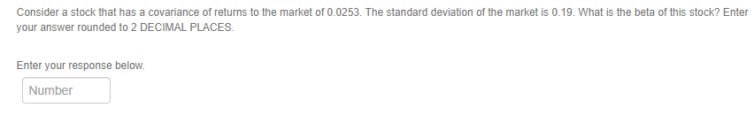 Solved Consider a stock that has a covariance of returns to | Chegg.com