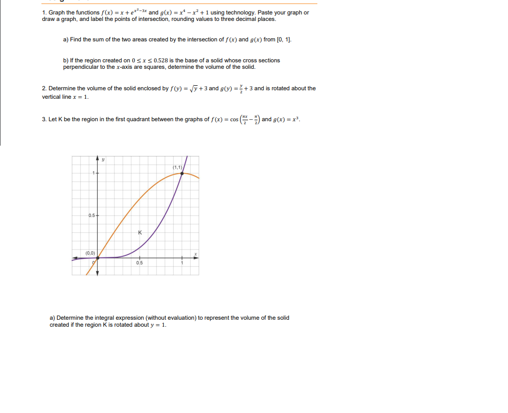 Solved 1. Graph the functions f(x)=x+ex2−3x and g(x)=x4−x2+1 | Chegg.com