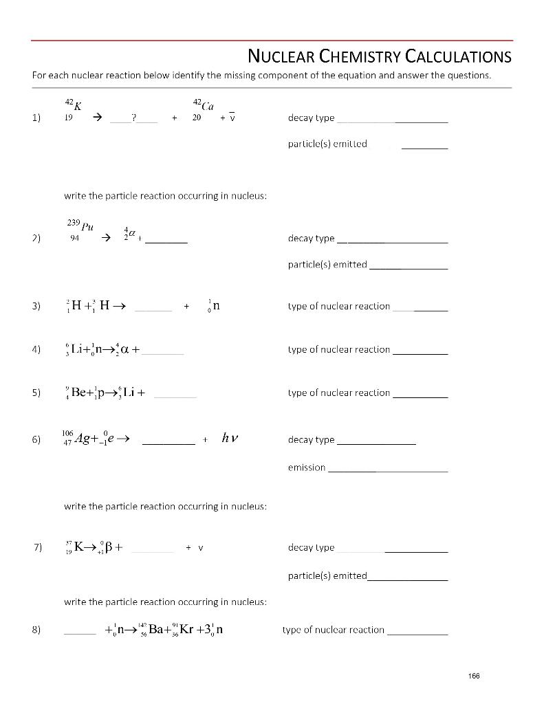 Solved Questions on Nuclear Chemistry and Particle Reaction | Chegg.com
