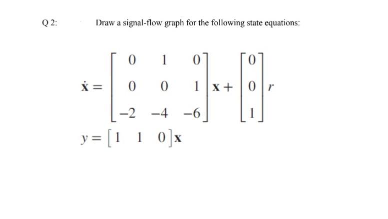 Solved Q2: Draw a signal-flow graph for the following state | Chegg.com