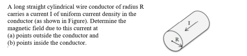 Solved A long straight cylindrical wire conductor of radius | Chegg.com
