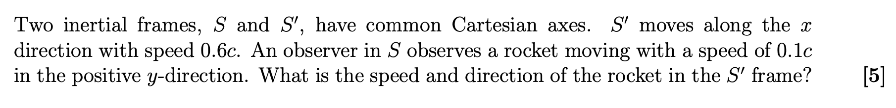 Solved Two inertial frames, S and S', have common Cartesian | Chegg.com