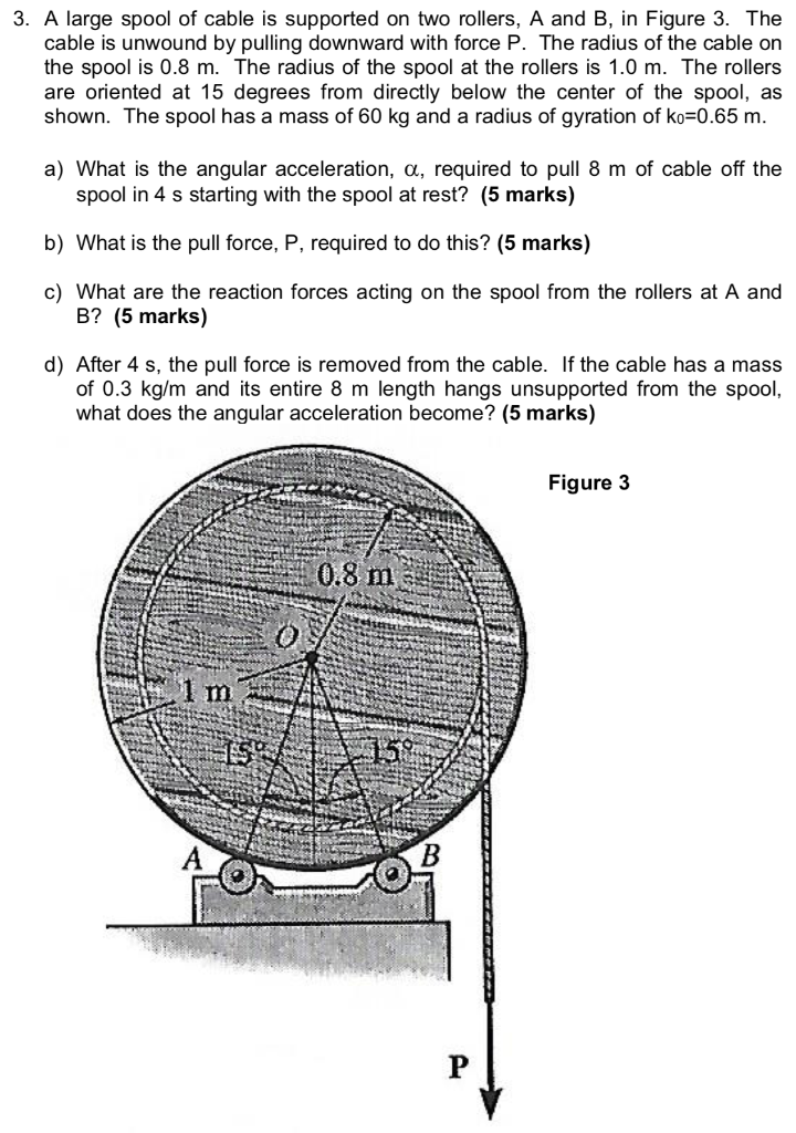 Solved 3. A large spool of cable is supported on two | Chegg.com