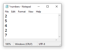 Solved 0 X | - *numbers - Notepad File Edit Format View Help | Chegg.com