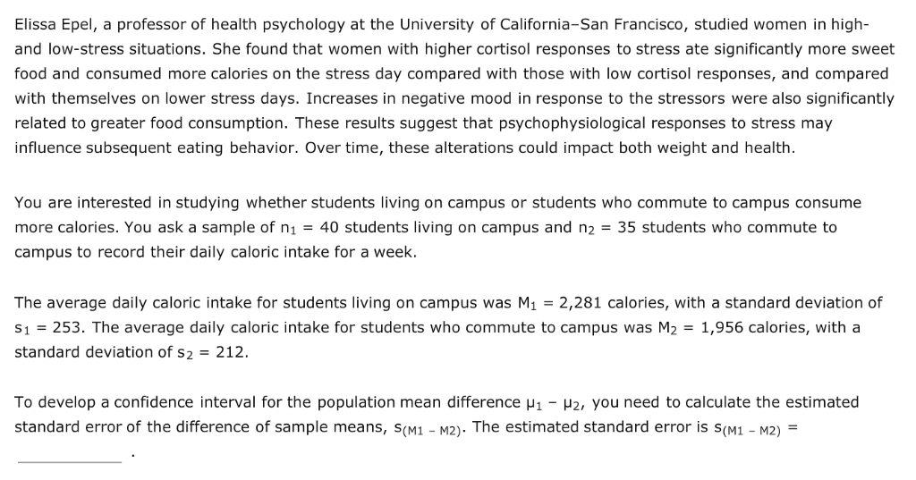 Solved Elissa Epel, a professor of health psychology at the | Chegg.com
