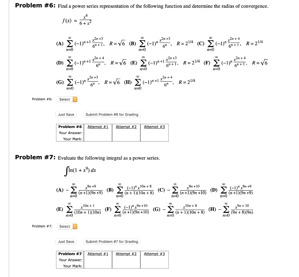 Solved Problem #6: Find a power series representation of the | Chegg.com