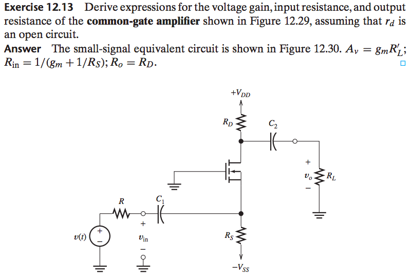 Solved Exercise 12.13 Derive expressions for the voltage | Chegg.com