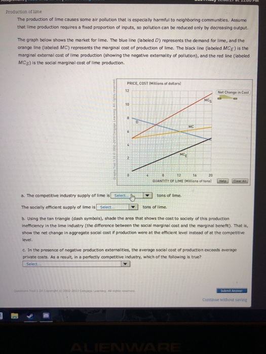 Solved Production of lime The production of lime causes some | Chegg.com