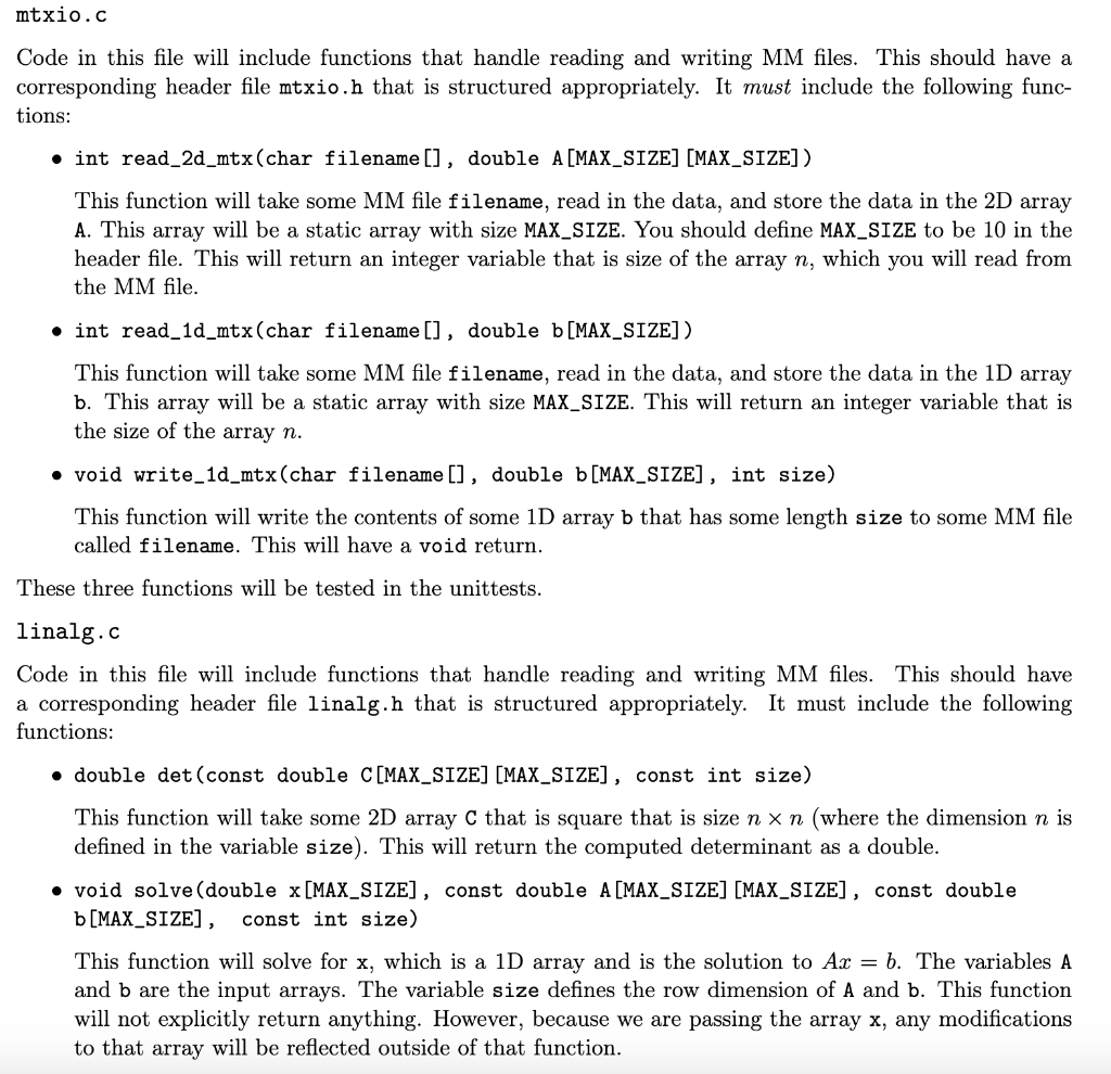 Part 1: Demo matrix market files Our program will | Chegg.com