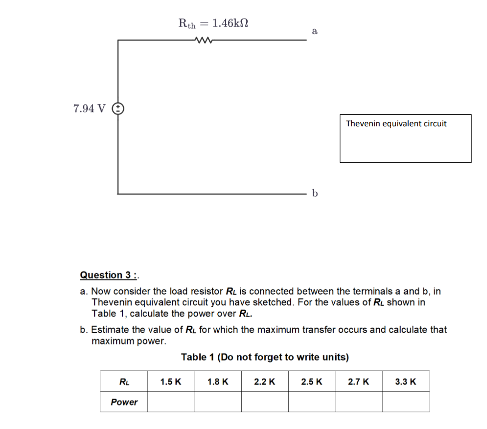 Solved Question 3:.a. ﻿Now consider the load resistor RL ﻿is | Chegg.com