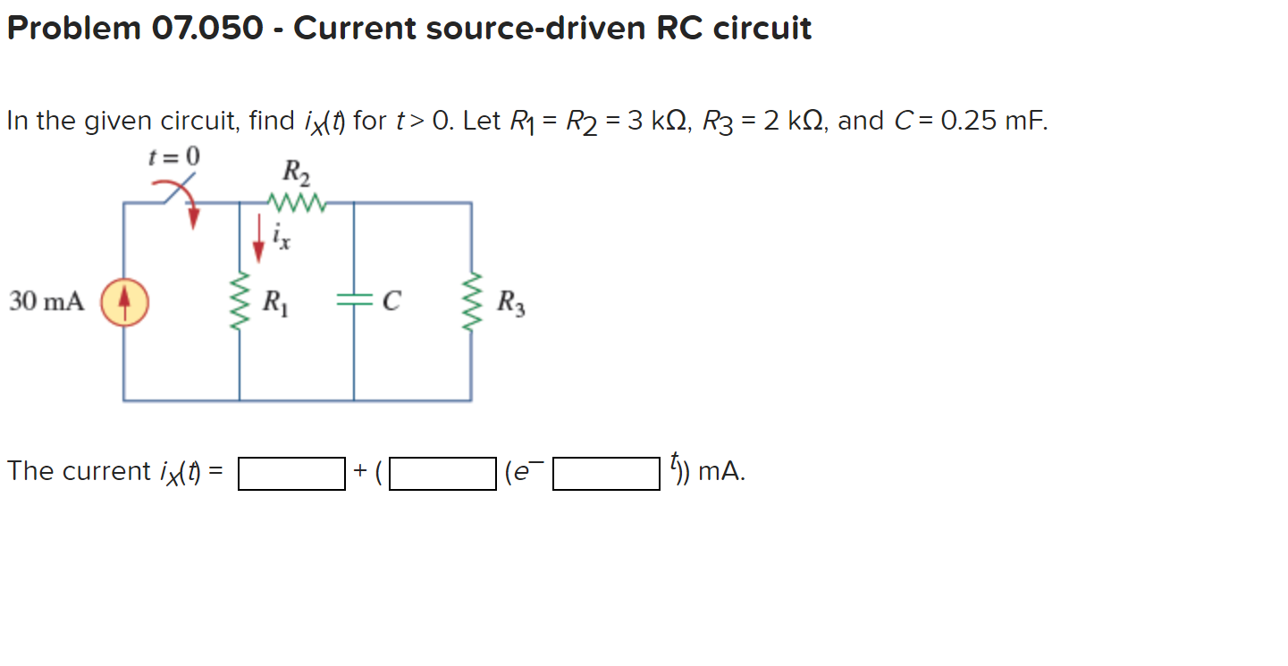 Solved Problem 07.050 - Current source-driven RC circuit In | Chegg.com