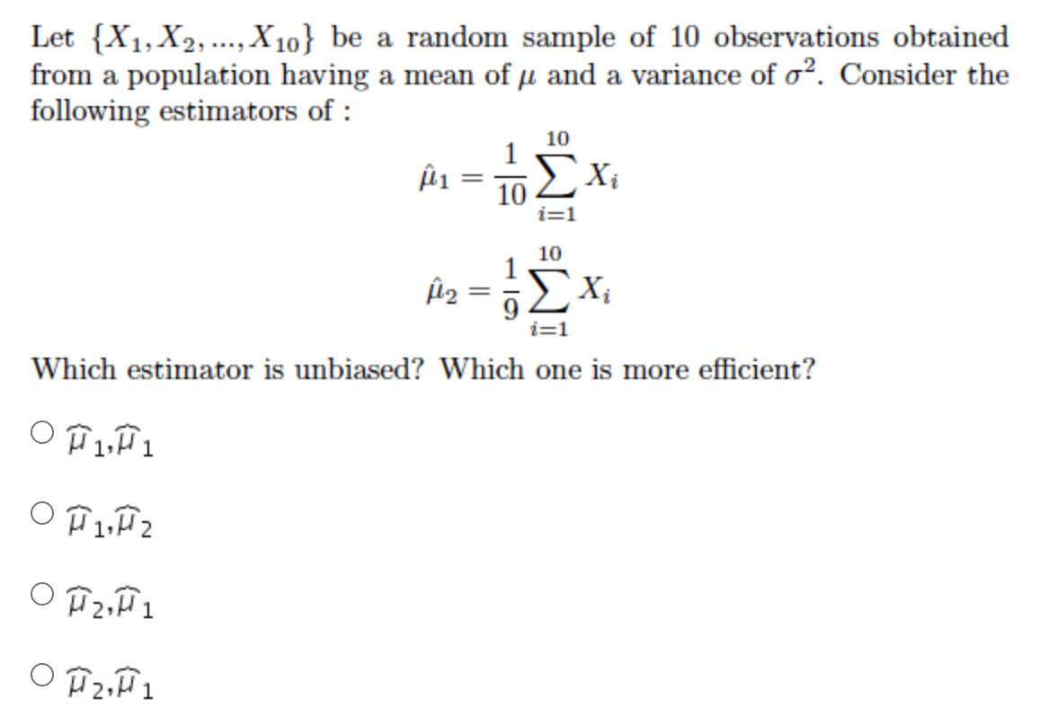 Solved Let {X1, X2, ..., X10} be a random sample of 10 | Chegg.com