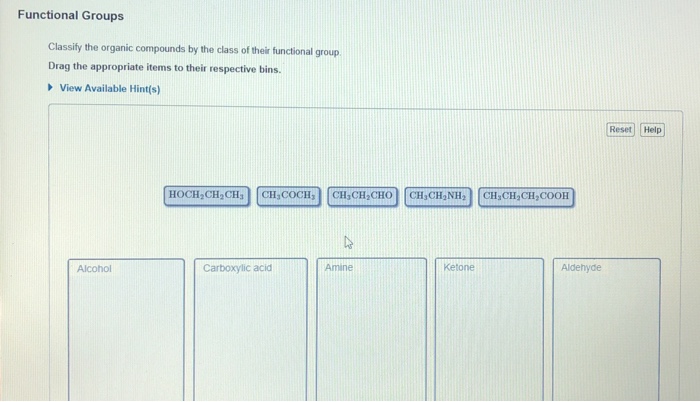 Solved Functional Groups Classify the organic compounds by | Chegg.com