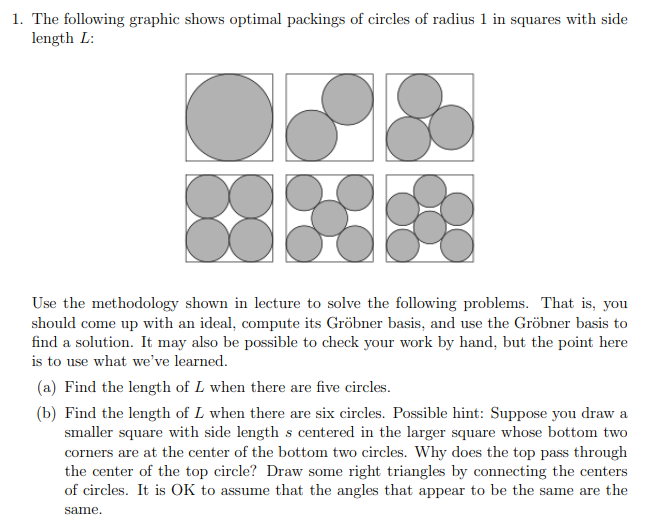 Solved 1. The following graphic shows optimal packings of | Chegg.com