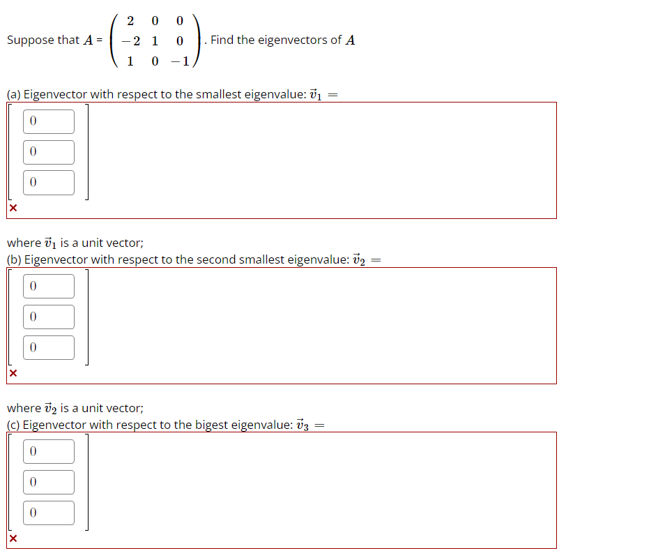 Solved Suppose that A=⎝⎛2−2101000−1⎠⎞. Find the eigenvectors | Chegg.com