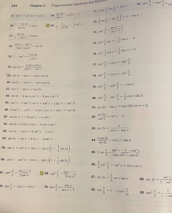 Solved 244 Chapter 3 Trigonometric Identities and Equ | Chegg.com