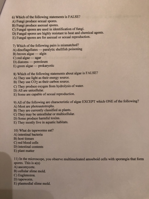 Solved 6) Which of the following statements is FALSE? A) | Chegg.com