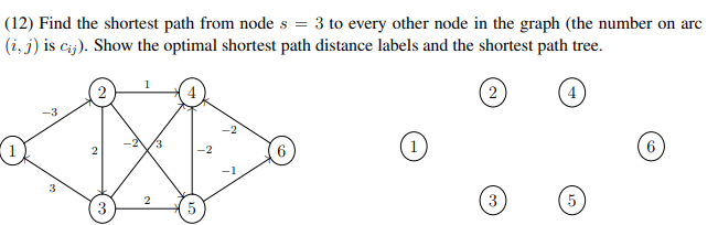 Solved (12) Find the shortest path from node s=3 to every | Chegg.com