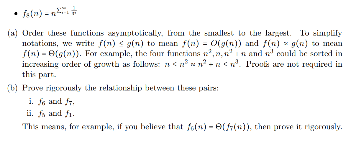 Solved 2. [4 points] Below are eight functions | Chegg.com
