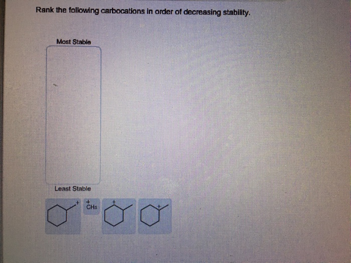 Solved Rank the following carbocations in order of | Chegg.com
