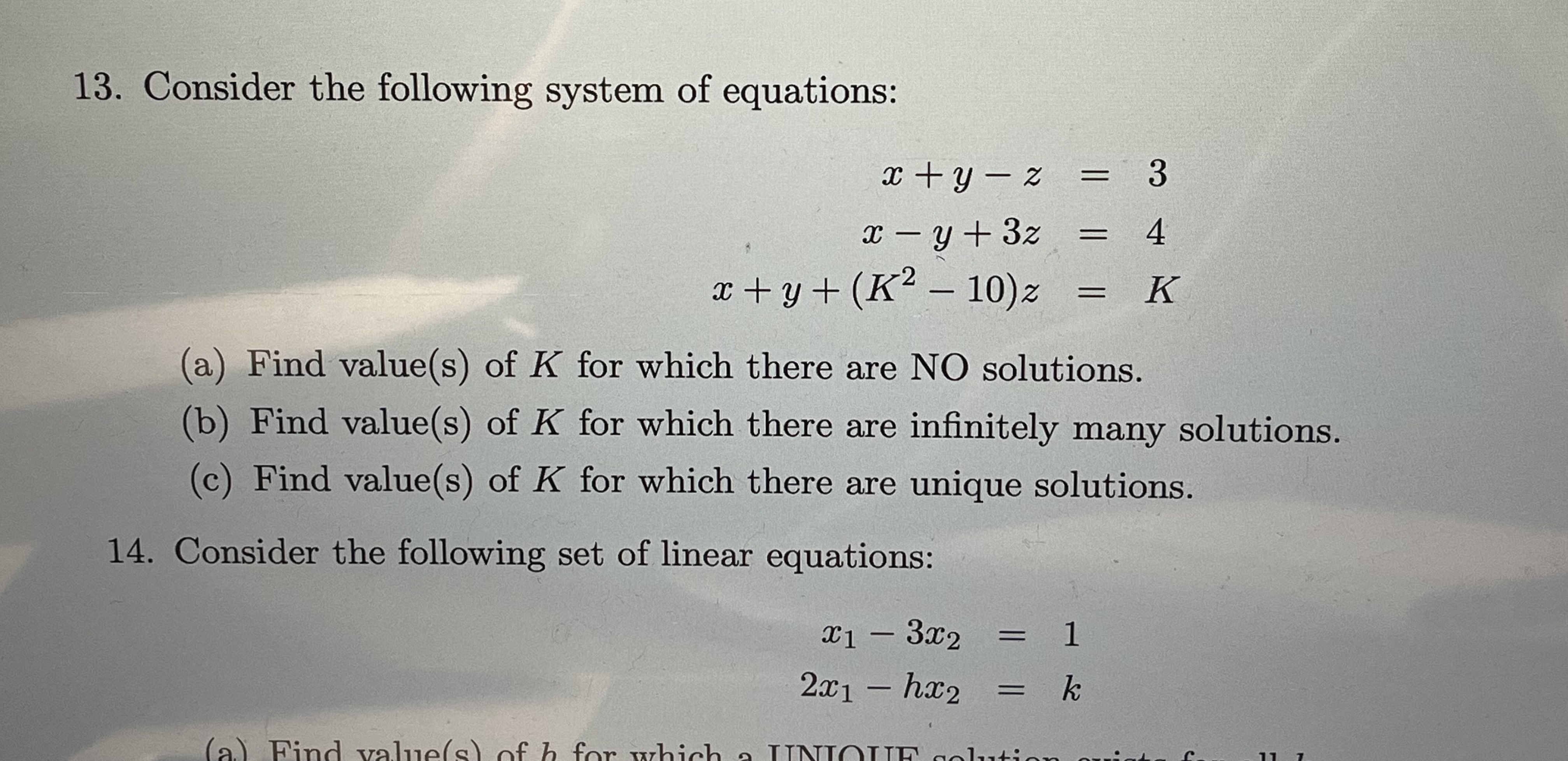 Solved Consider the following system of | Chegg.com