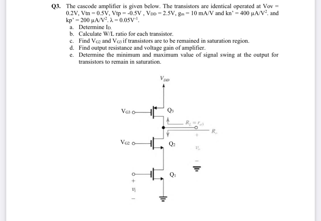 Solved 3. The cascode amplifier is given below. The | Chegg.com