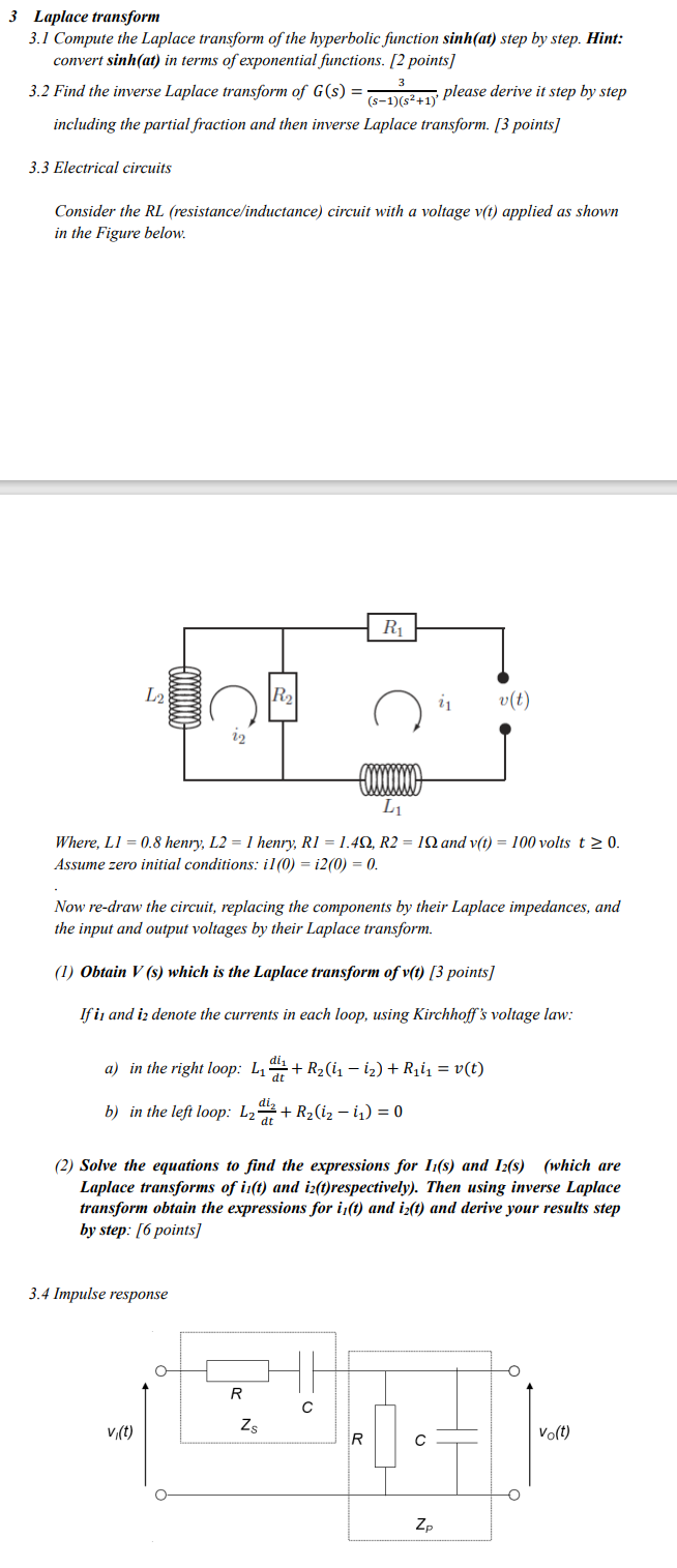Solved 3 Laplace transform 3.1 Compute the Laplace transform | Chegg.com