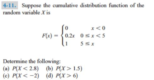 Solved 4-11. Suppose the cumulative distribution function of | Chegg.com